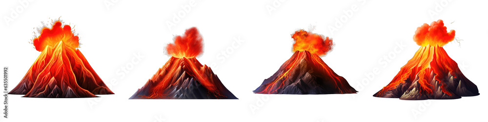 Volcano clipart collection, vector, icons isolated on transparent ...