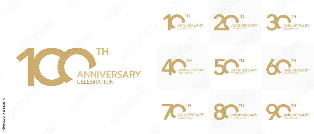 Collection of the anniversary celebration golden logo style ...