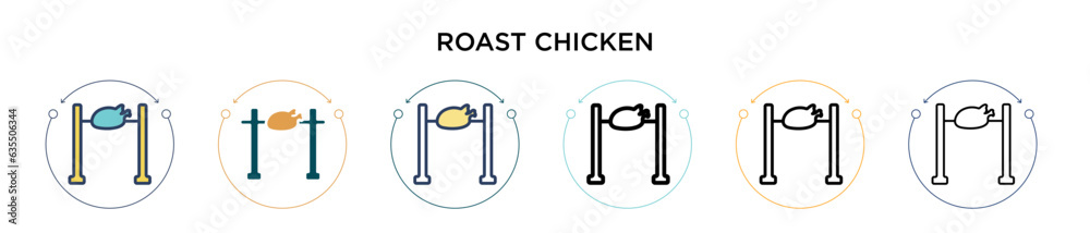 Roast chicken icon in filled, thin line, outline and stroke style ...