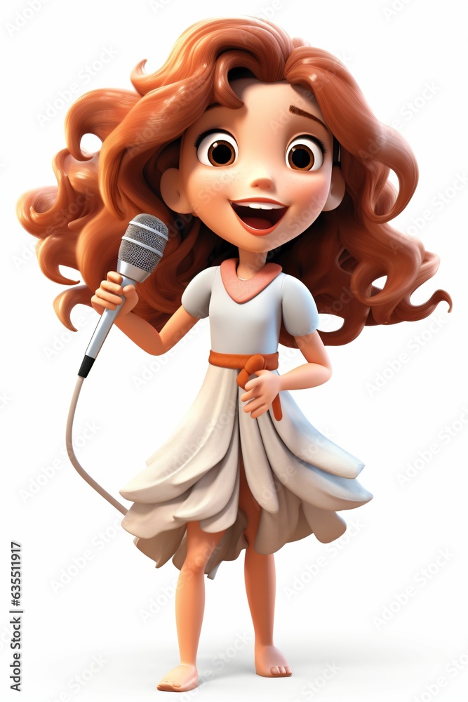 dessin d'une petite fille en train de chanter, sur fond blanc, illustration ia générative Stock ...