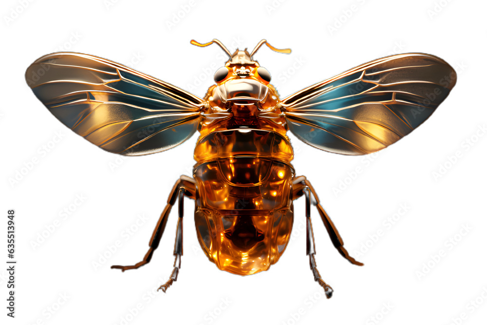 A firefly emitting a soft glow in the darkness, with its bioluminescent ...