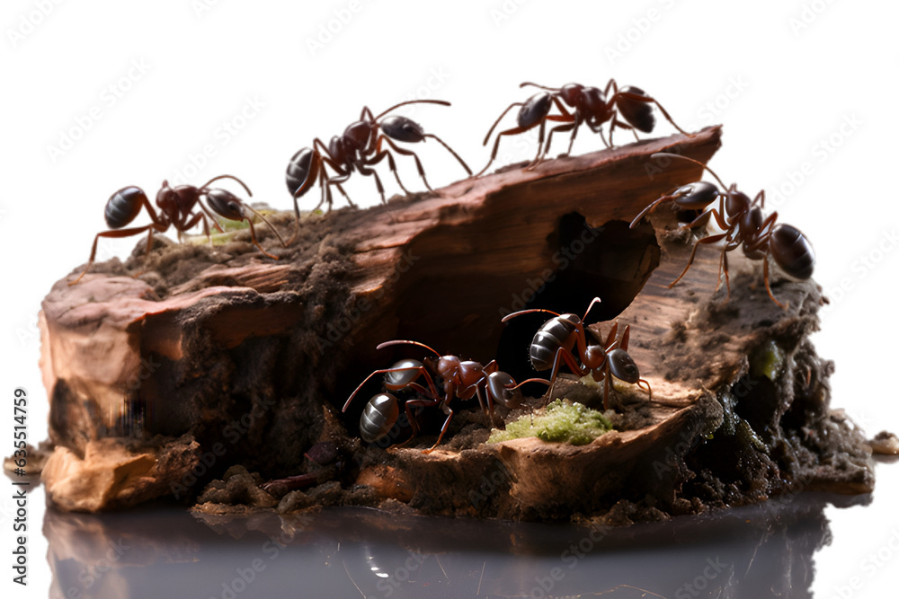 An active ant colony in action, with ants busily moving, constructing ...