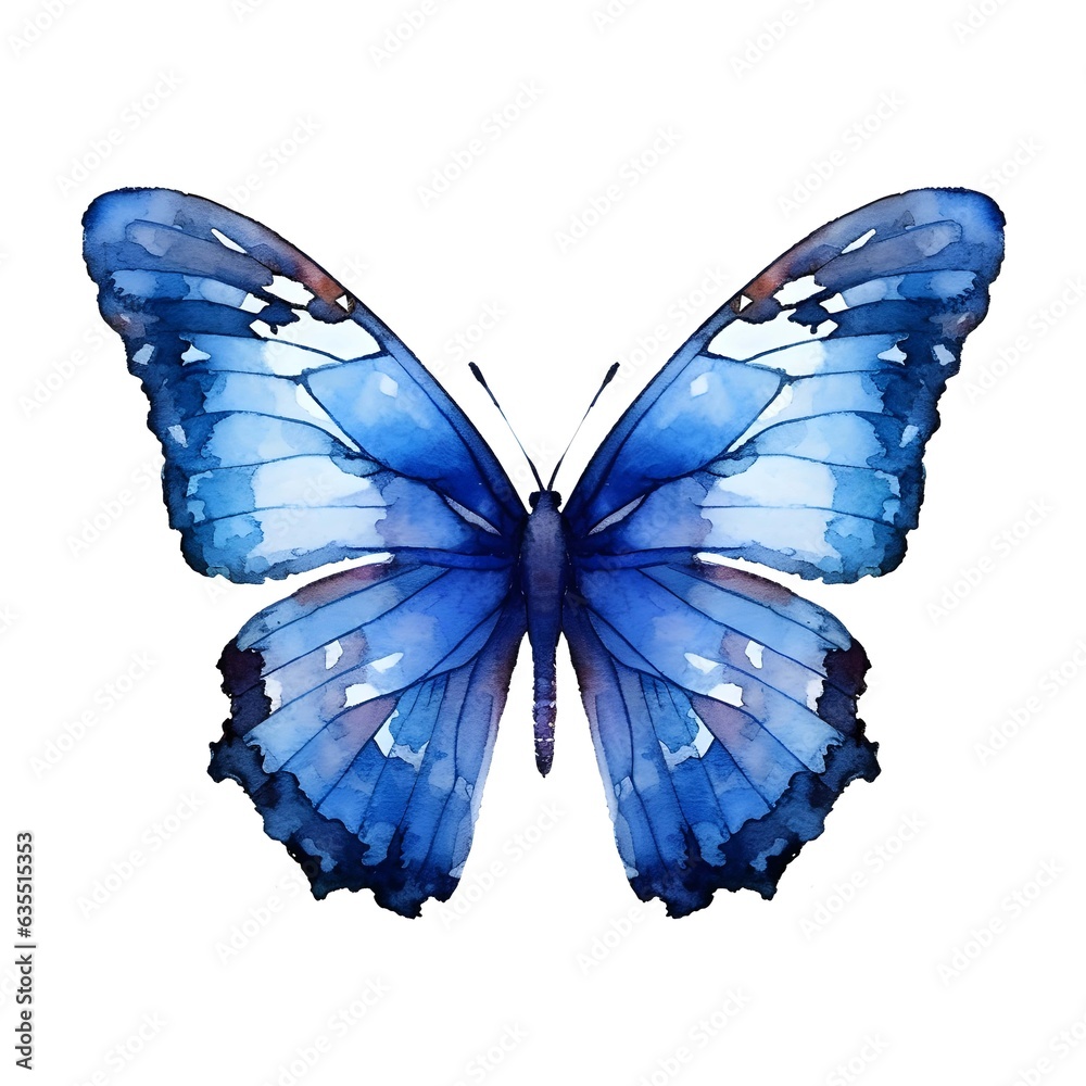 Navy blue butterfly isolated on white background Stock Illustration ...