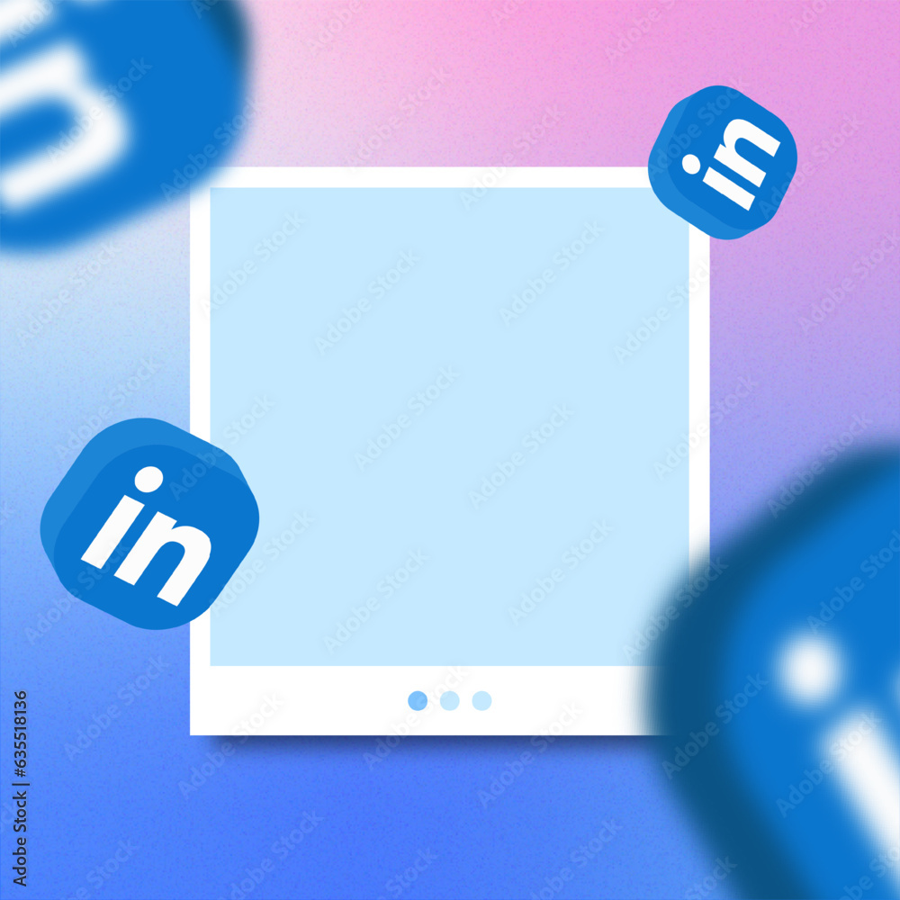 Lombok, Indonesia - August 14, 2023: Square frame with 3d linkedin logo ...
