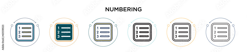 Numbering icon in filled, thin line, outline and stroke style. Vector ...