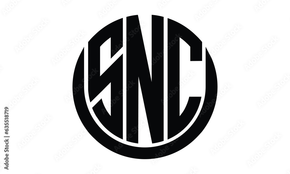 SNC shield in circle logo design vector template. lettermrk, wordmark ...