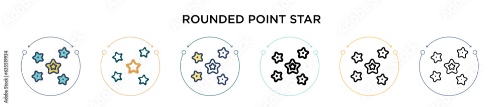 Rounded point star icon in filled, thin line, outline and stroke style ...