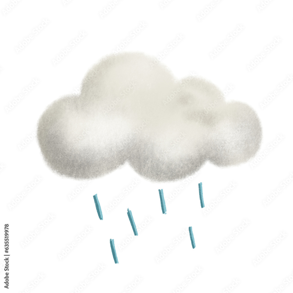 Oil pastel brush drawing vector of gray cloud, cloudy, rainstorm and ...