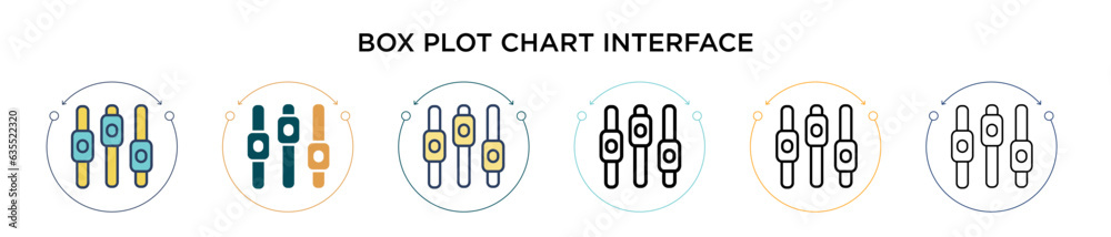 Box plot chart interface icon in filled, thin line, outline and stroke style. Vector ...
