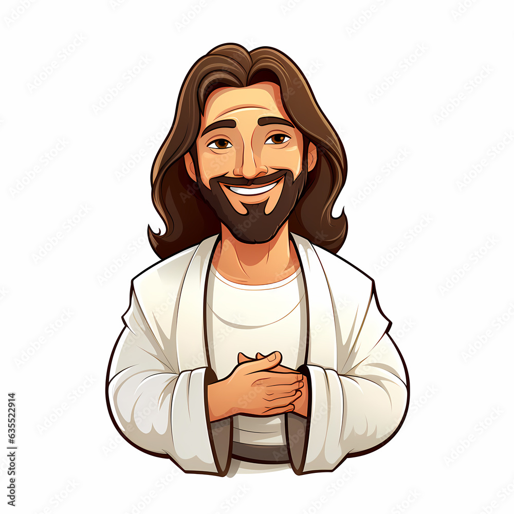 Cartoon Jesus Christ smiling on a white background Stock Illustration ...