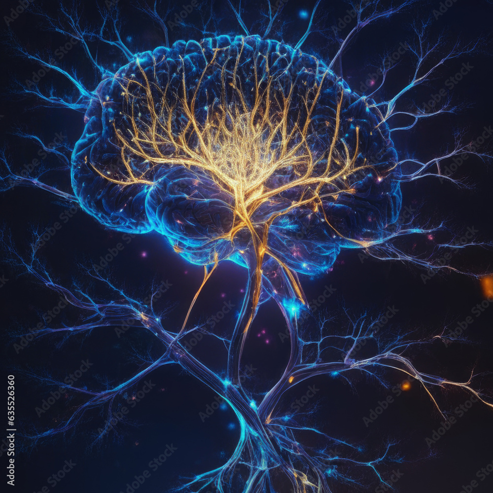 Background with space and brain neural, Brain neural wallpaper, Brain ...