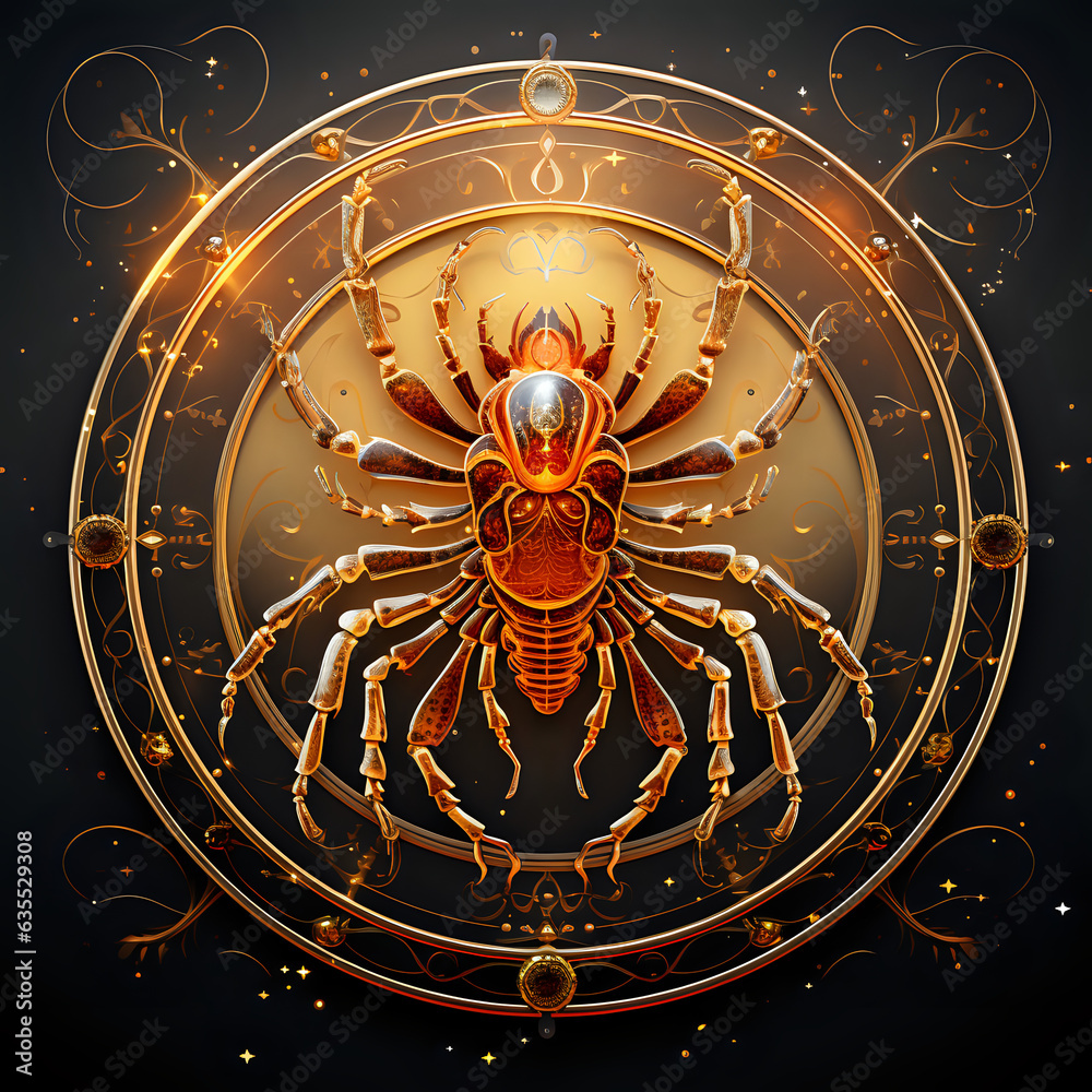 Scorpio zodiac sign symbol in ideal clear circle image on dark ...