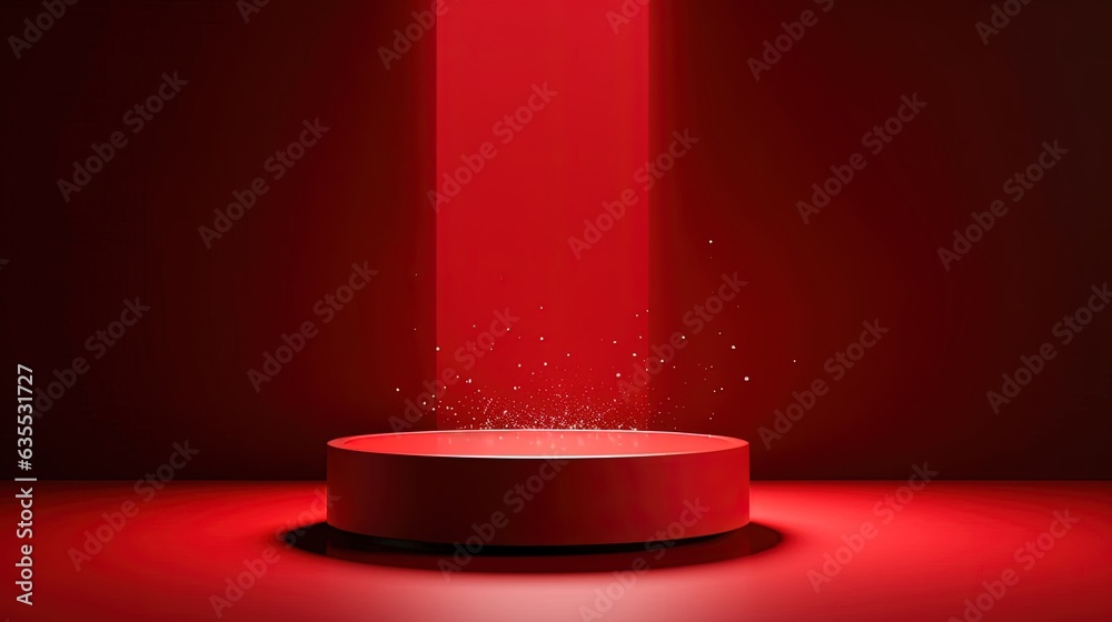 Red product background stage 3d podium presentation display of luxury ...