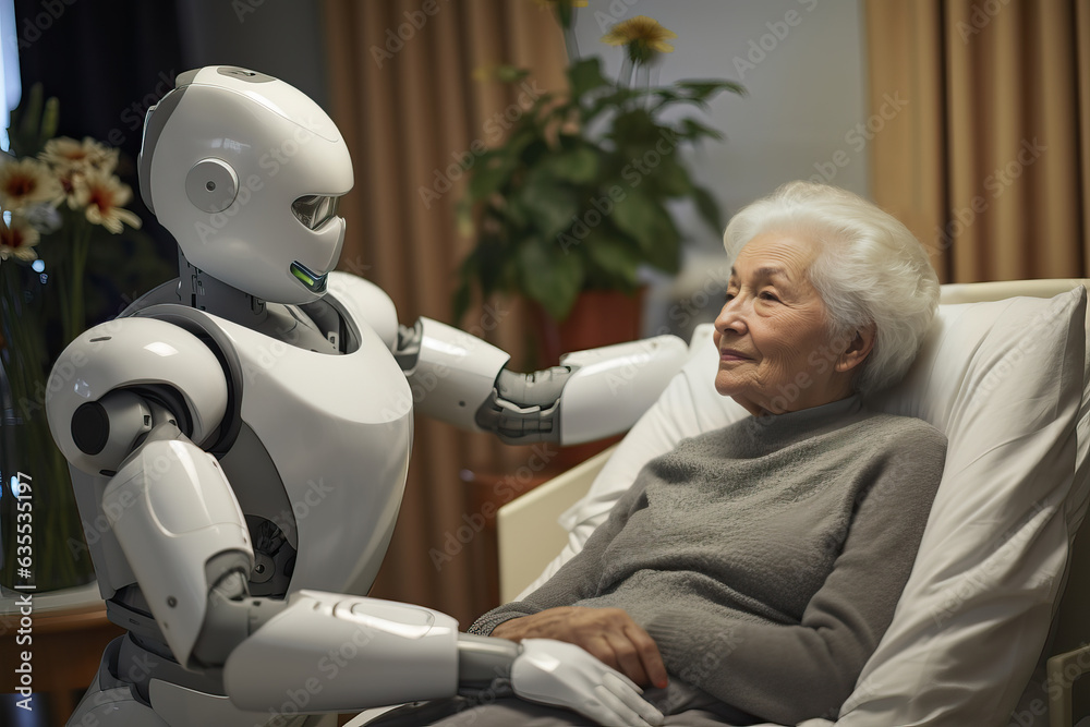 Generative AI image of caregiver robot using artificial intelligence ...