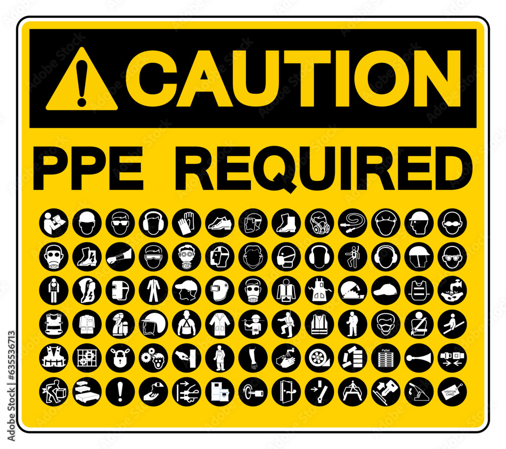 Caution PPE Required Symbol Sign, Vector Illustration, Isolated On ...