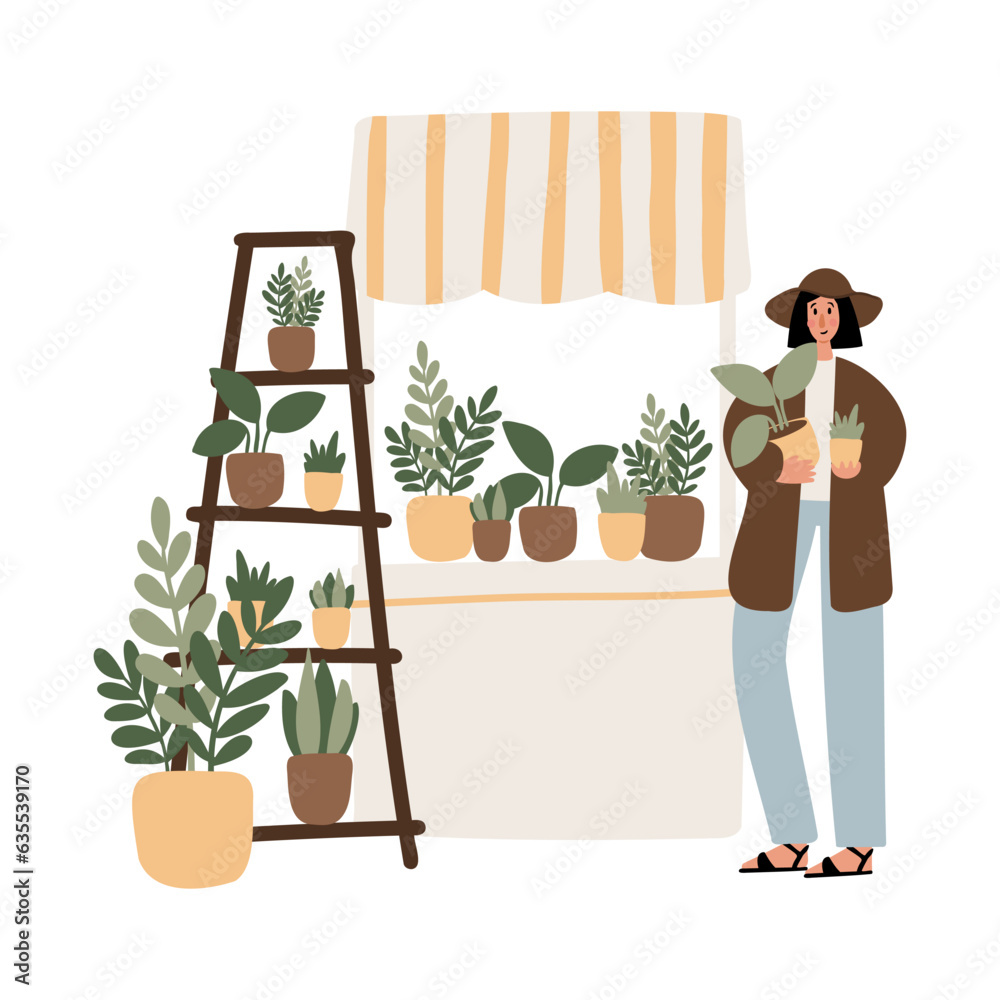 summer market illustration, people walking at festival vector clipart ...