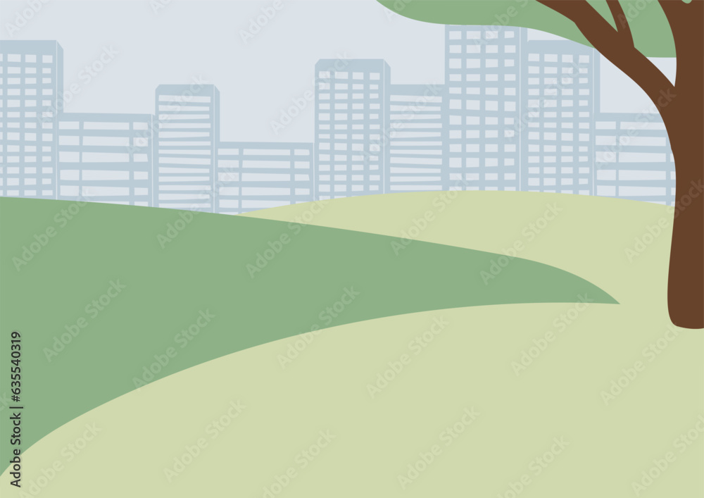 Summer park landscape clipart, Nature background vector illustration ...