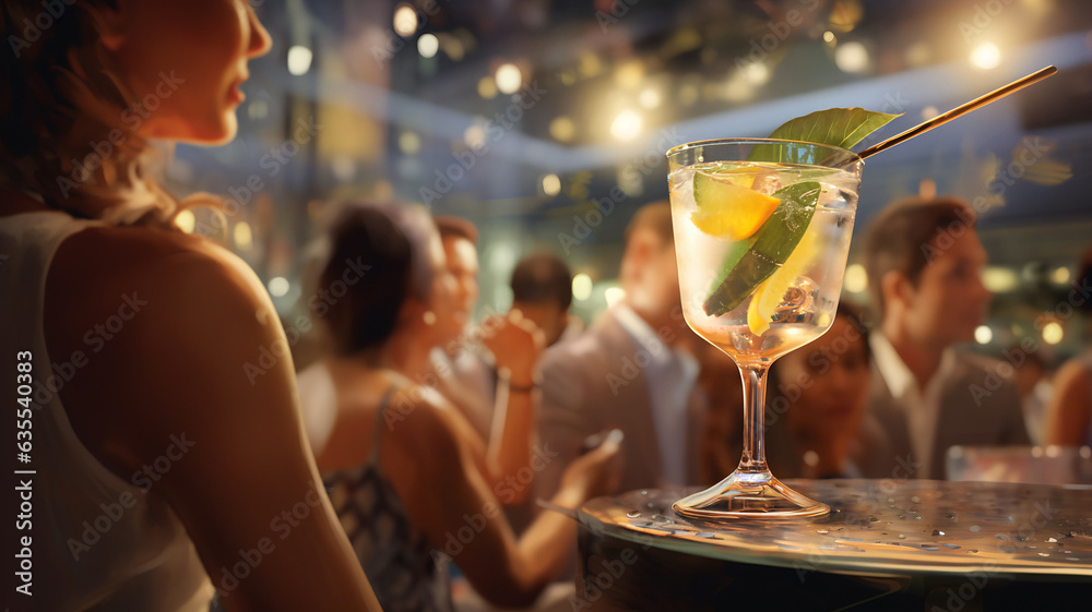 Cocktail on a table, party with friends, gin tonic, family, people ...