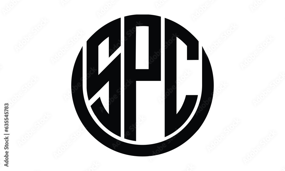 SPC shield in circle logo design vector template. lettermrk, wordmark, monogram symbol on white ...