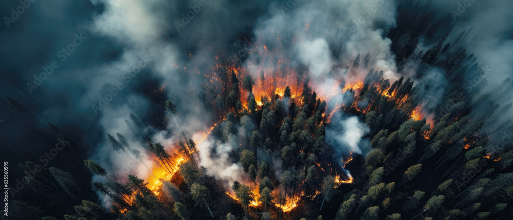 Rainforest fire, wildfire, smoke disaster is burning caused by humans ...