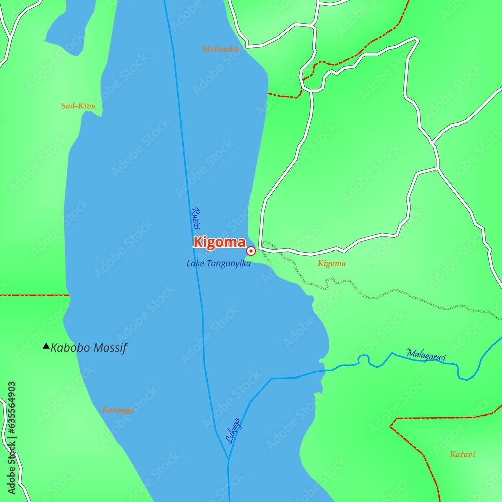 Ilustrace „Illustrated Map of Kigoma City in Tanzania“ ze služby Stock ...