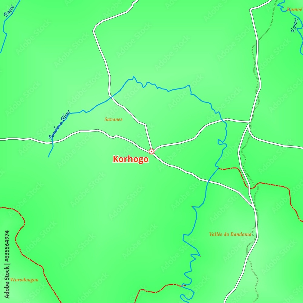 Illustrated Map of Korhogo City in Ivory Coast Stock Illustration ...