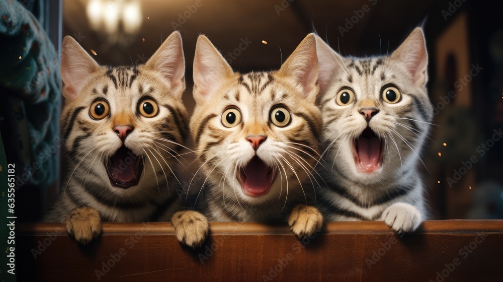 Humorous portrait, cats, Open mouth, Surprised, Amazed, Incredulous ...