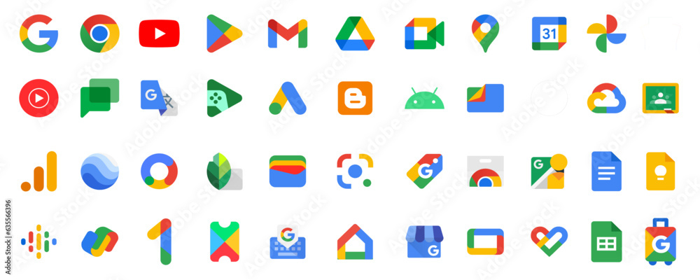 Google Vector All Apps Logo Symbol Set Collection. Most Popular Google ...