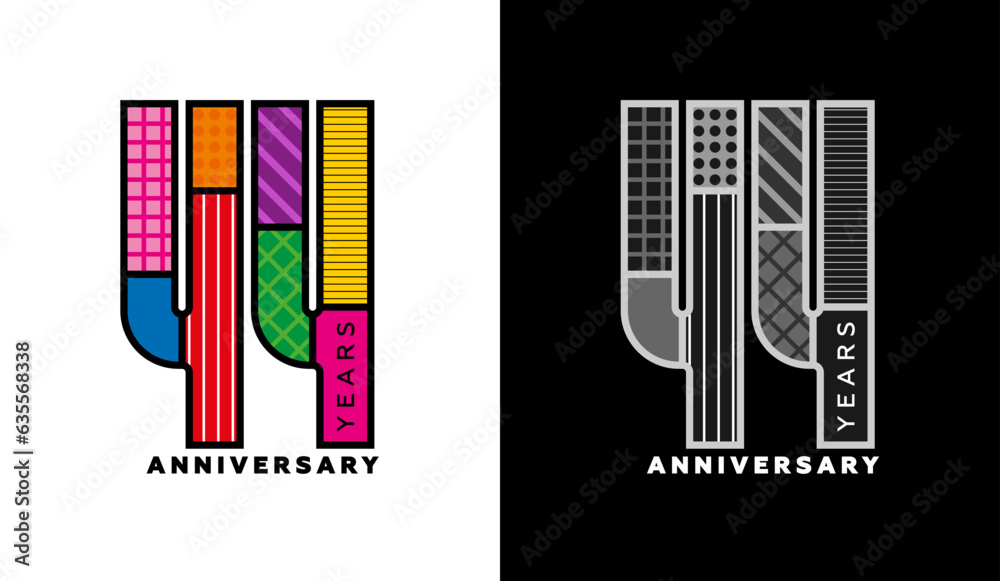 Vetor de 44th anniversary logo set, forty fourth anniversary, colorful ...
