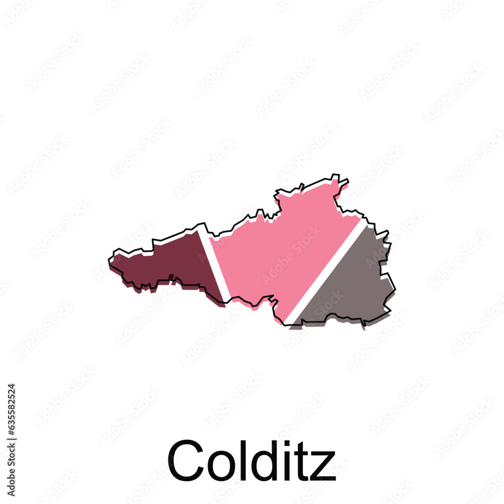 vector map of Colditz colorful modern outline design, World map country ...