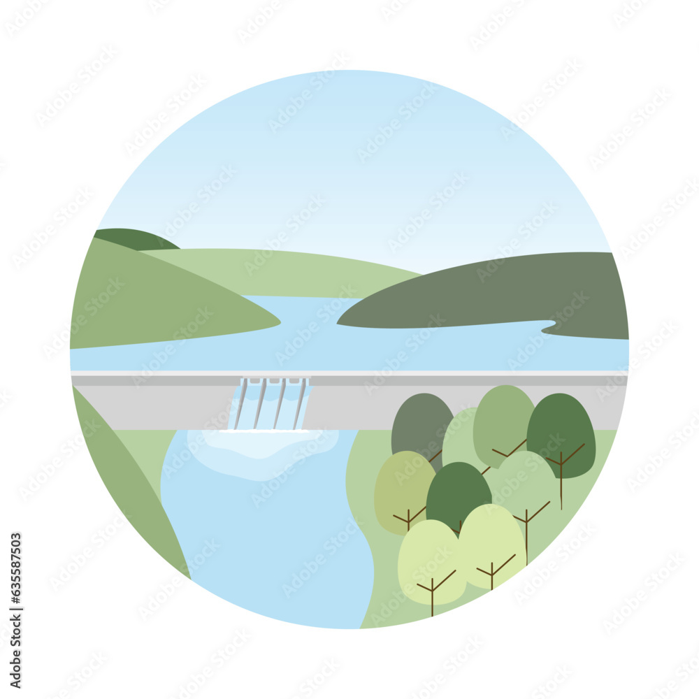 Hydro power illustration as a symbol of renewable energy. Illustration ...