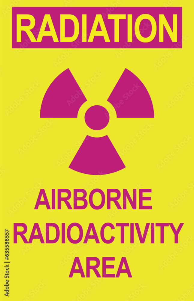 Vetor de Airborne radiation area warning sign and label. Caution ...