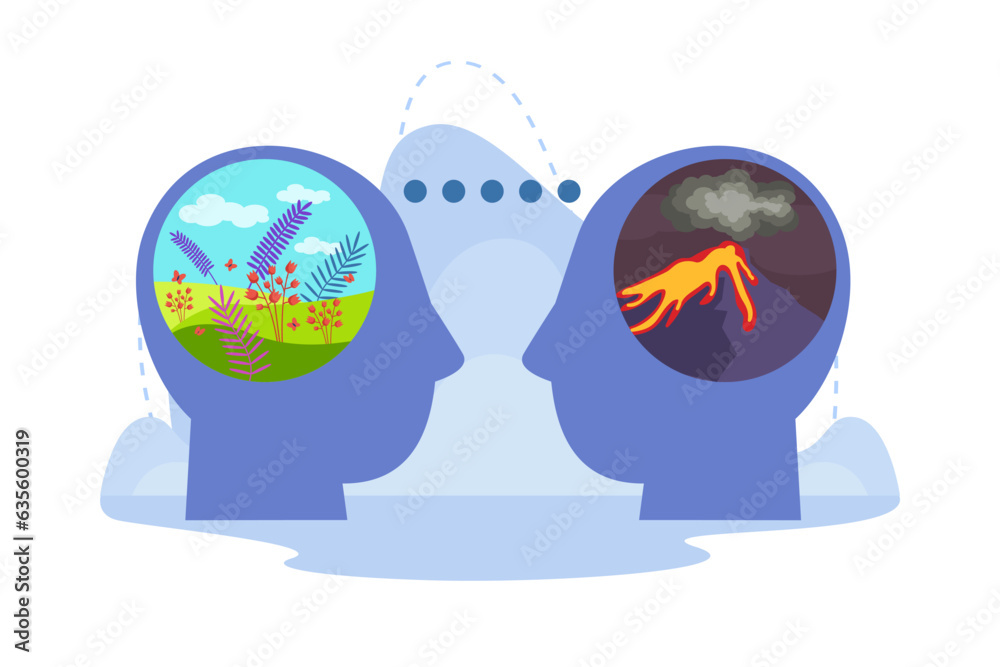 Emotional connection between people vector illustration. Flower field ...