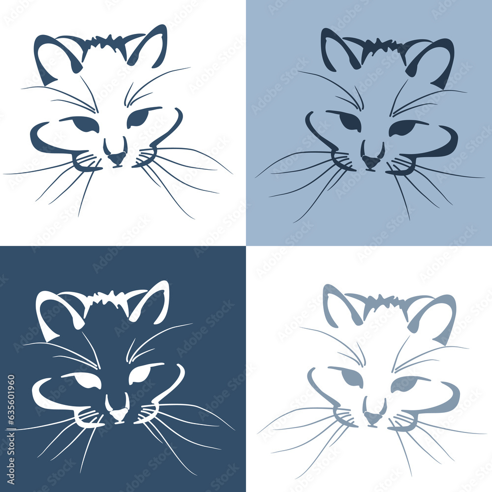 Vector drawing of a stylized cat with long hair. Mix of Angora cat with ...