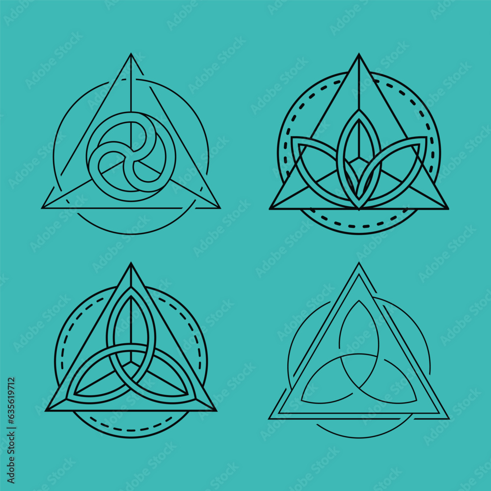 Esoteric Spiritual Geometry. Trinity. Amulet of Vikings. Elements of ...