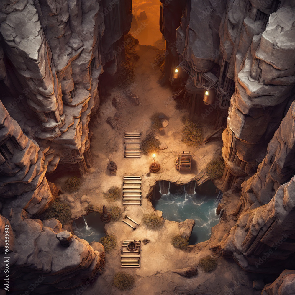DnD Map Hidden Cave Entrance Among Rocks. Stock-Illustration | Adobe Stock