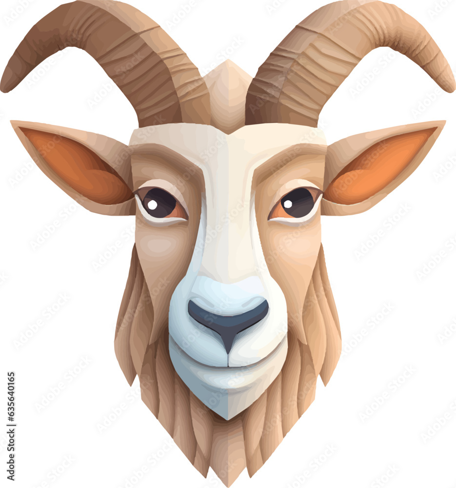 Snow mountain goat head vector illustration, Goat face vector logo ...