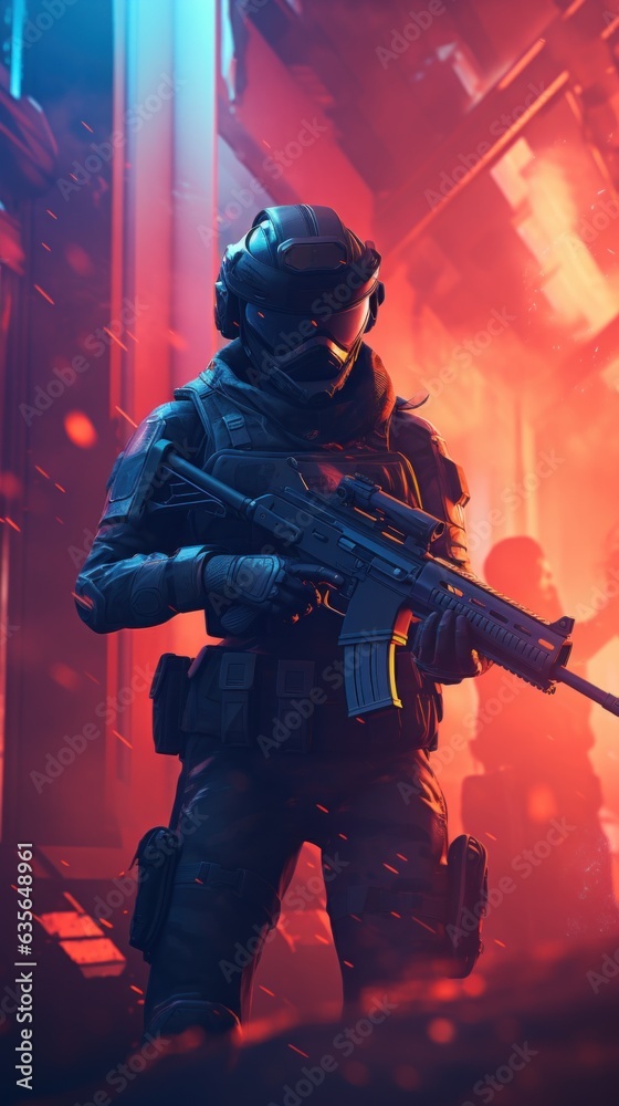 Valorant Soldier Concept Character. FPS Gameplay scenario. First-Person ...