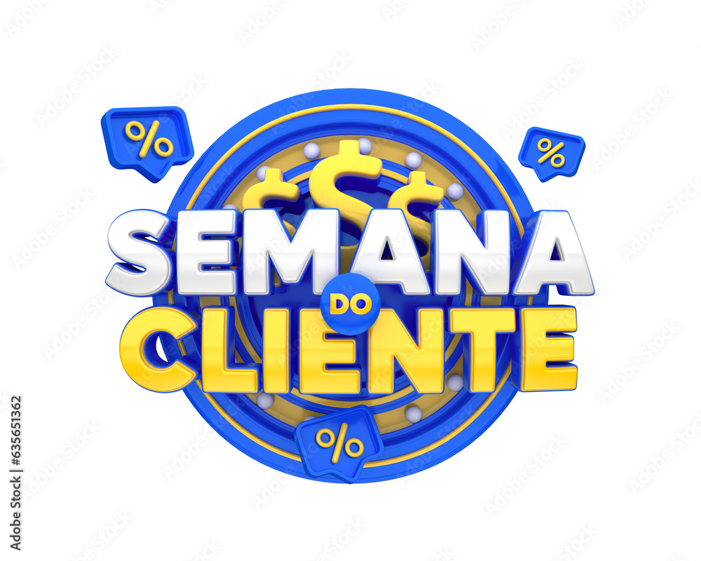 Rótulo semana do cliente em renderização 3d em português para campanha ...
