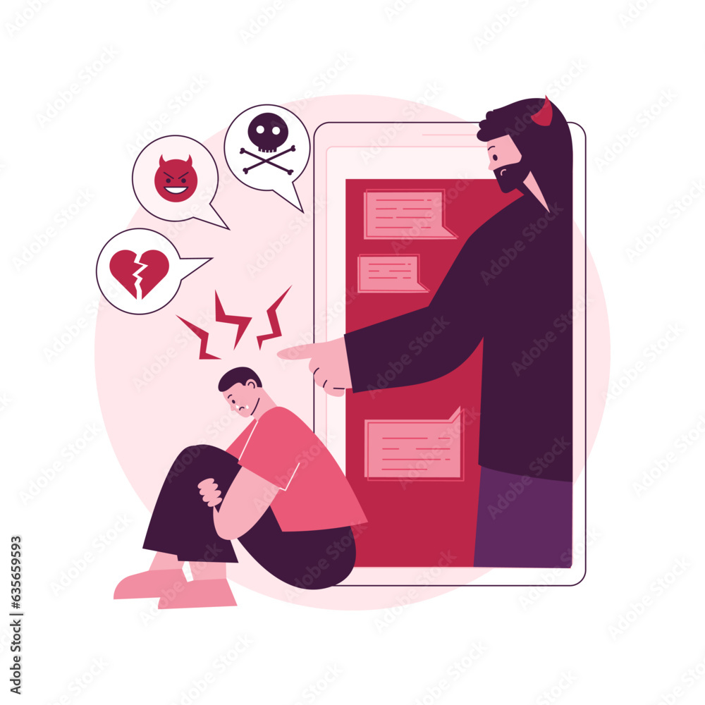 Cyberbullying abstract concept vector illustration. Online bullying ...