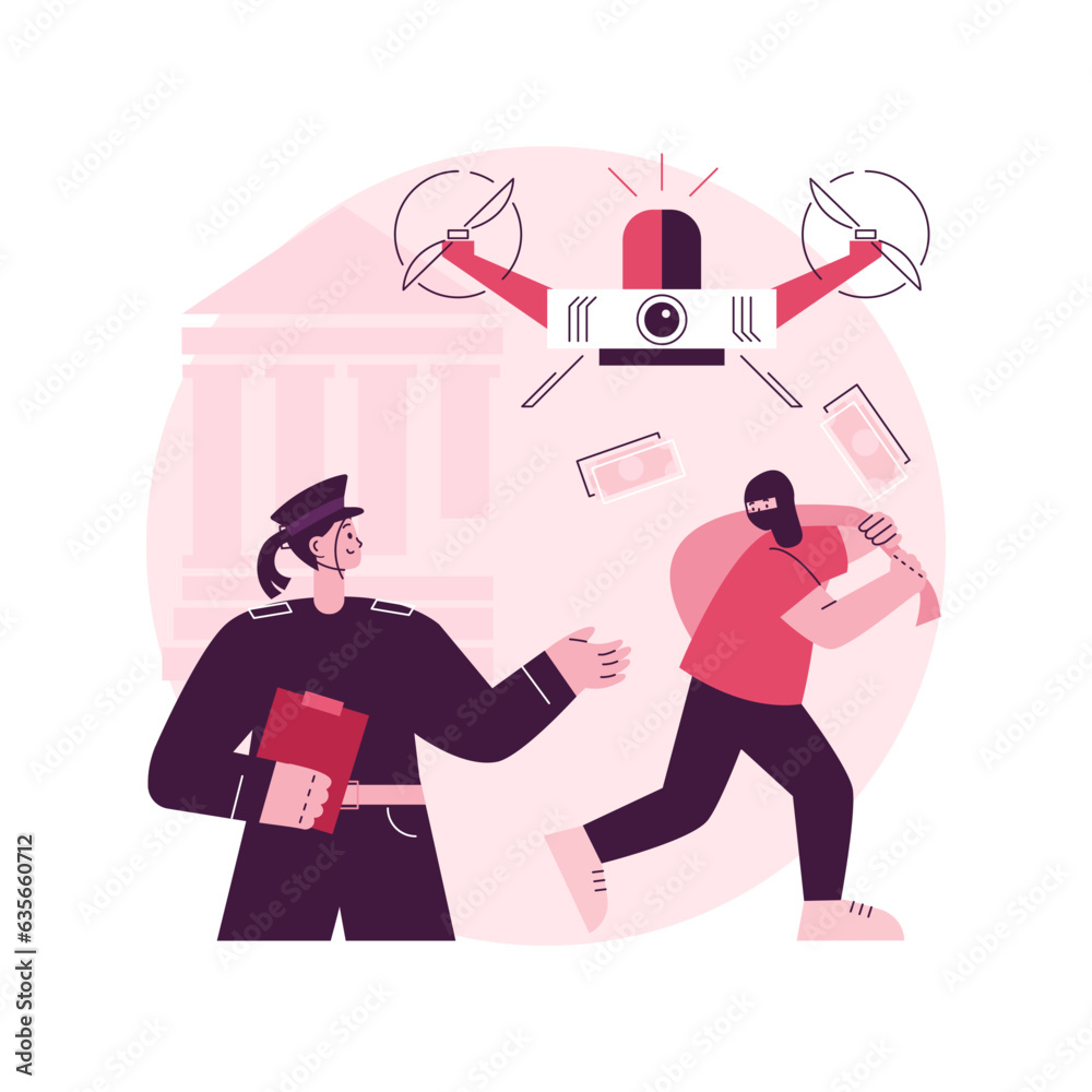 Law enforcement drones abstract concept vector illustration. Law ...