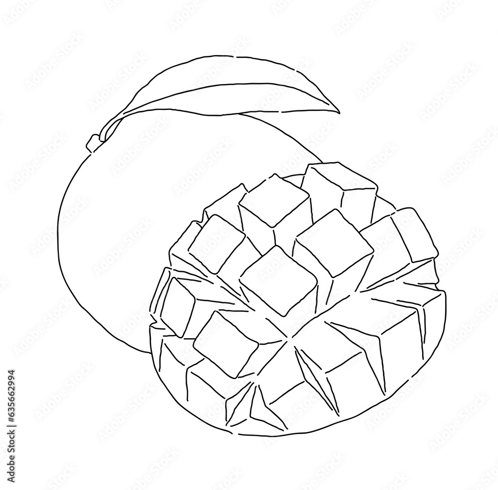 Hand drawn illustration of tropical fruit 'Apple Mango'. 'Apple Mango ...