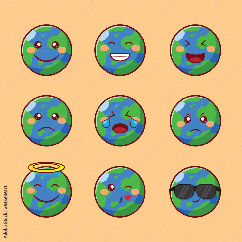 earth planet emoticon space cartoon vector art illustration Stock ...