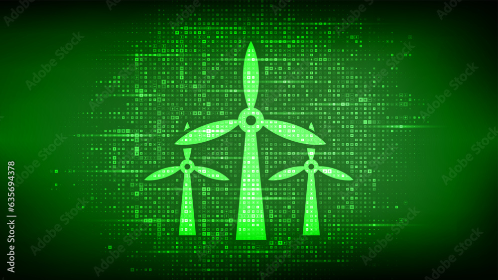 Wind energy icon made with electricity signs. Wind turbines. Wind power ...