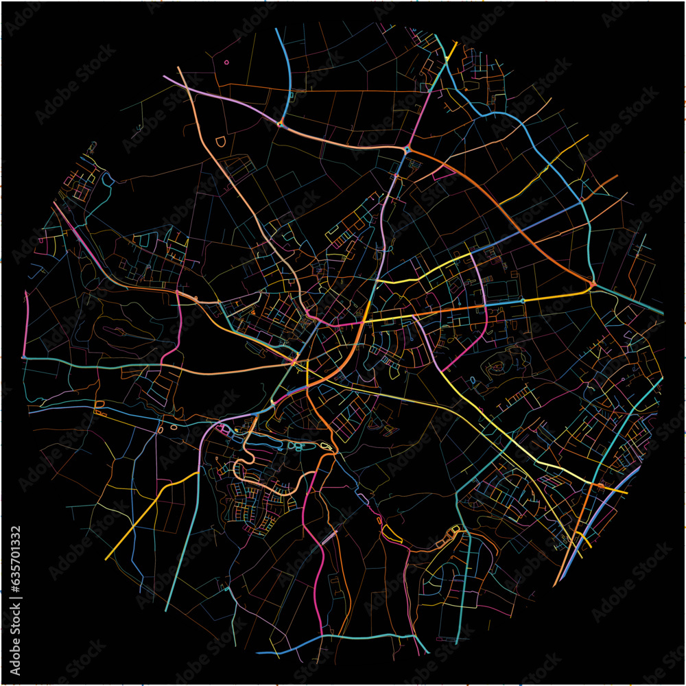 Vecteur Stock Colorful Map of Alsdorf, North Rhine-Westphalia with all ...