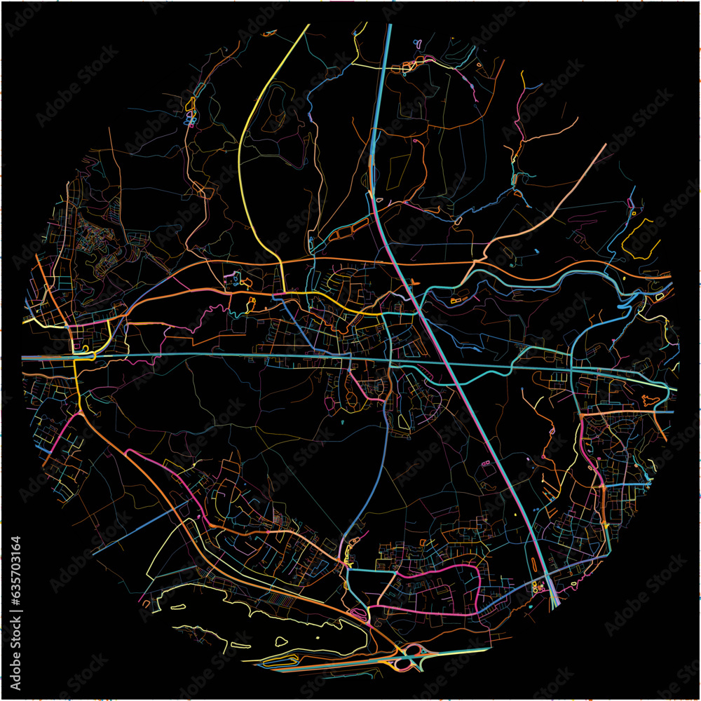 Colorful Map of Erkrath, North Rhine-Westphalia with all major and ...