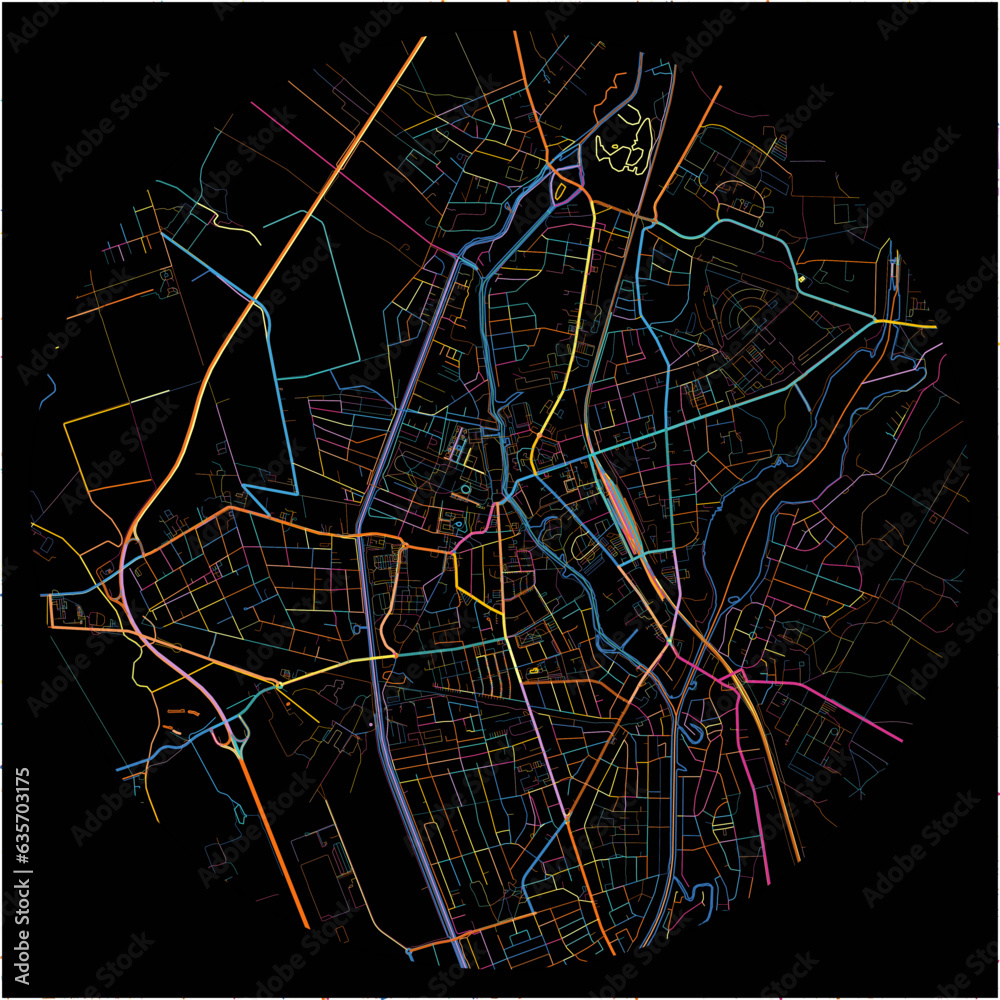 Colorful Map of Oranienburg, Brandenburg with all major and minor roads ...