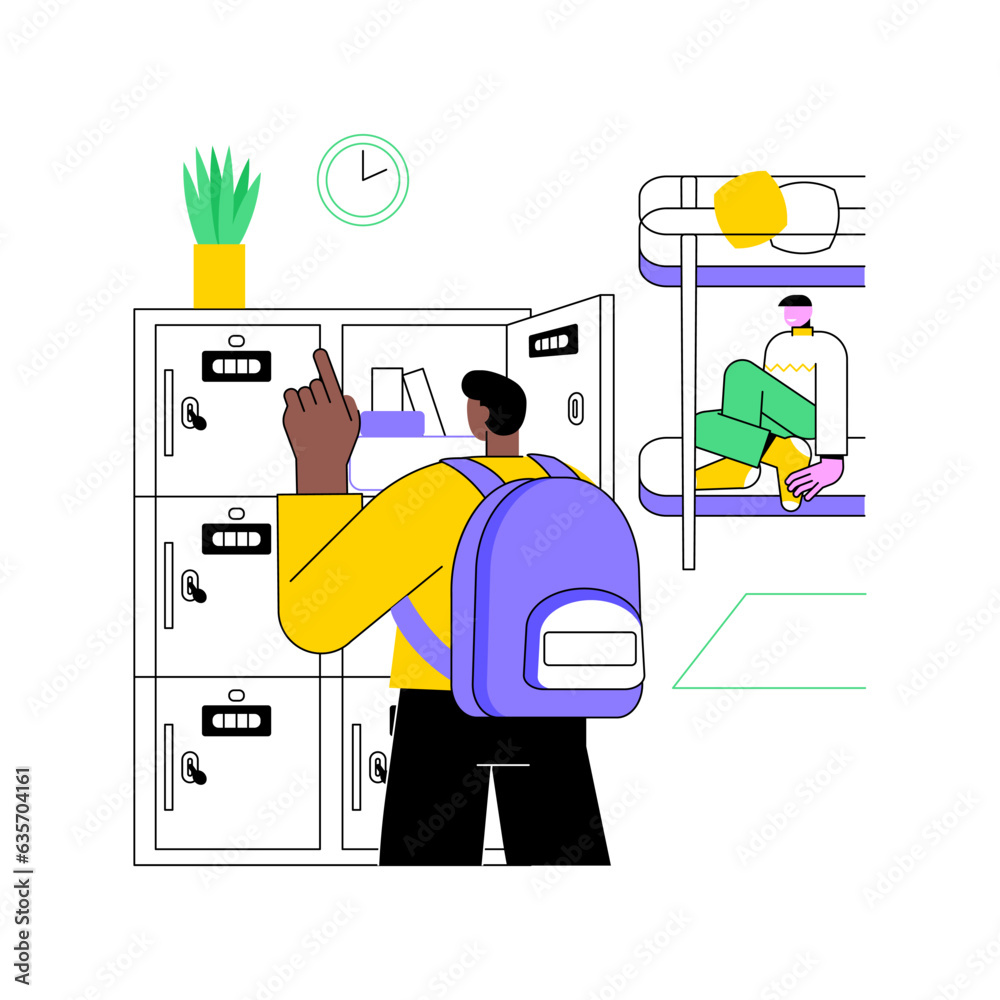 Using key locker isolated cartoon vector illustrations. Tourist man ...