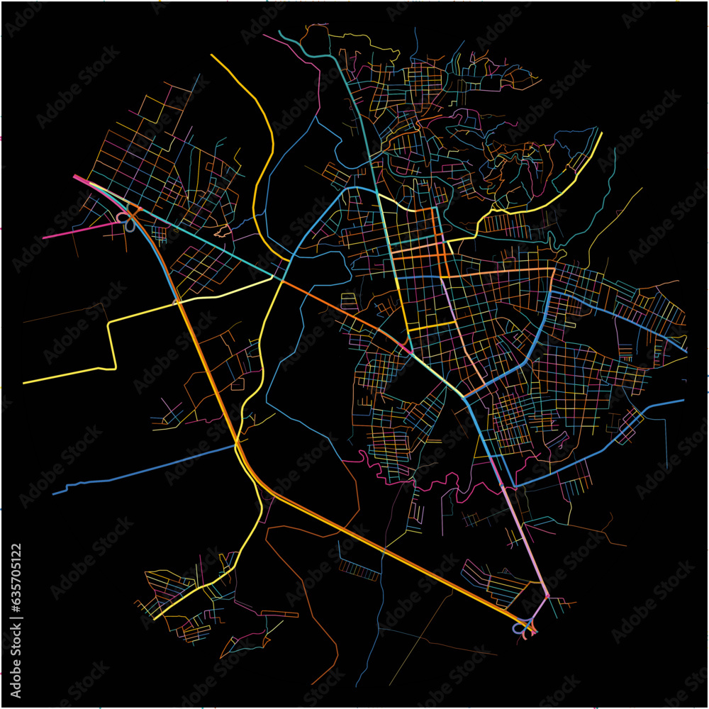 Colorful Map of Comayagua, Comayagua with all major and minor roads ...