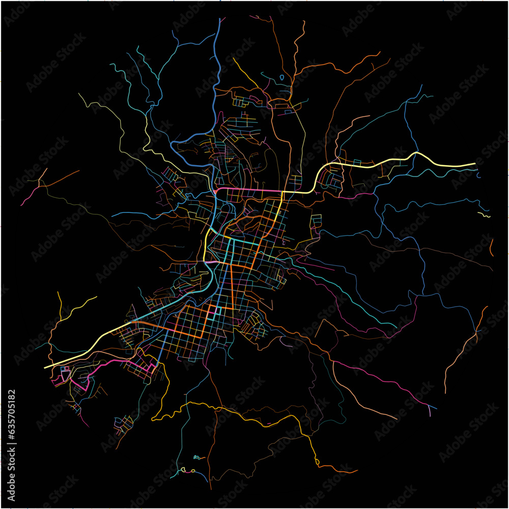 Colorful Map of Matagalpa, Matagalpa with all major and minor roads ...